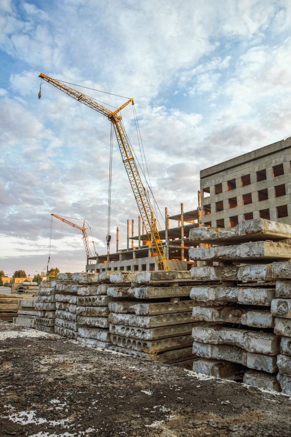 Construction of New Homes, Construction Crane and Blocks Stock Image ...