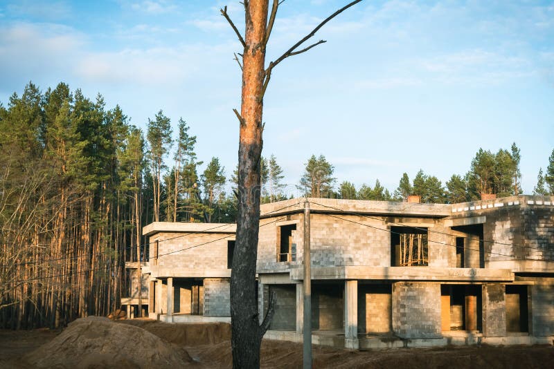 Construction of a New House in the Forest Stock Photo - Image of wooden ...