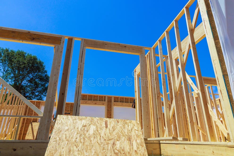 During Construction a New House, Frame of an Unfinished Interior Timber ...