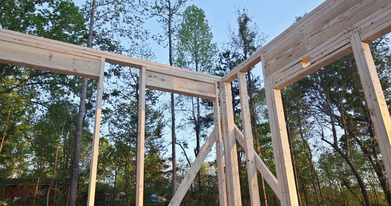 During Construction a New House, Frame of an Unfinished Interior Timber ...