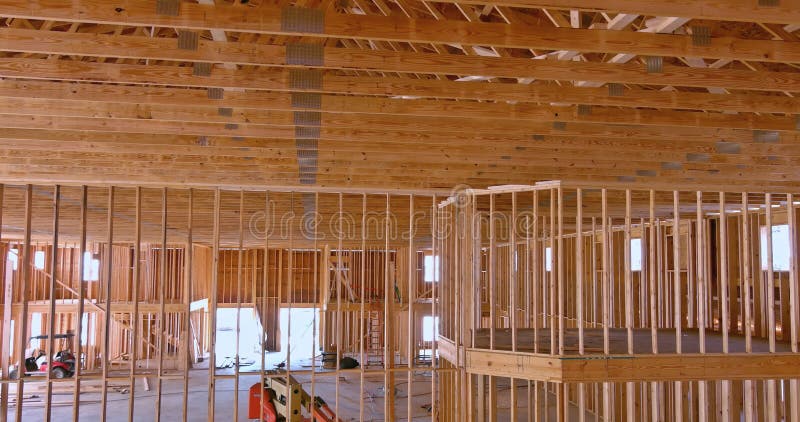 In the Construction of a New House, the Wood Framing Beams of the House ...