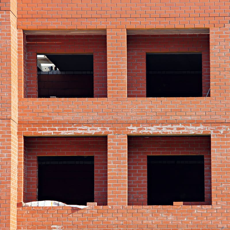 The Construction of a New Houses of Red Brick. Stock Photo - Image of ...