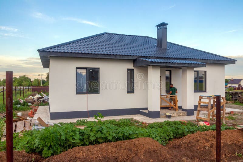 Construction of a New Individual House on a Private Plot in the Suburbs ...