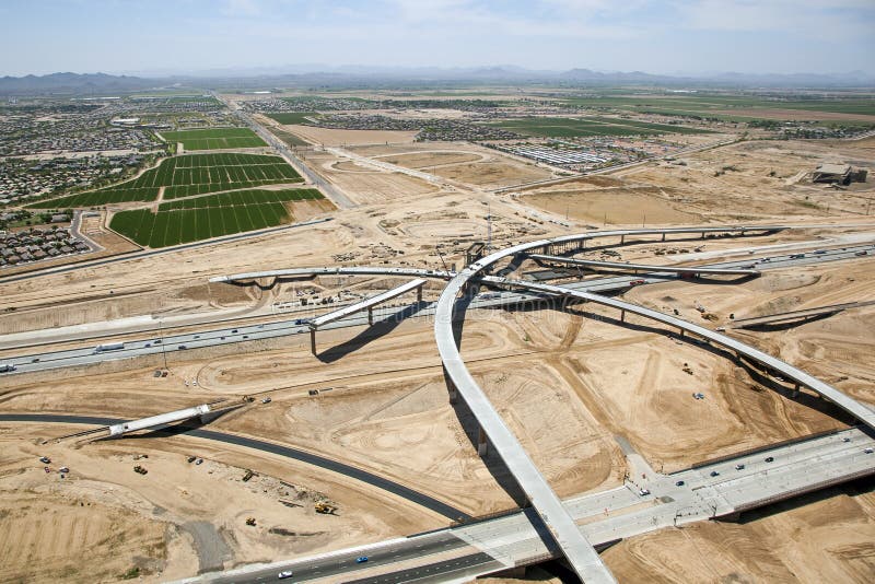 Construction of New Interchange Stock Photo - Image of cement, aerial ...