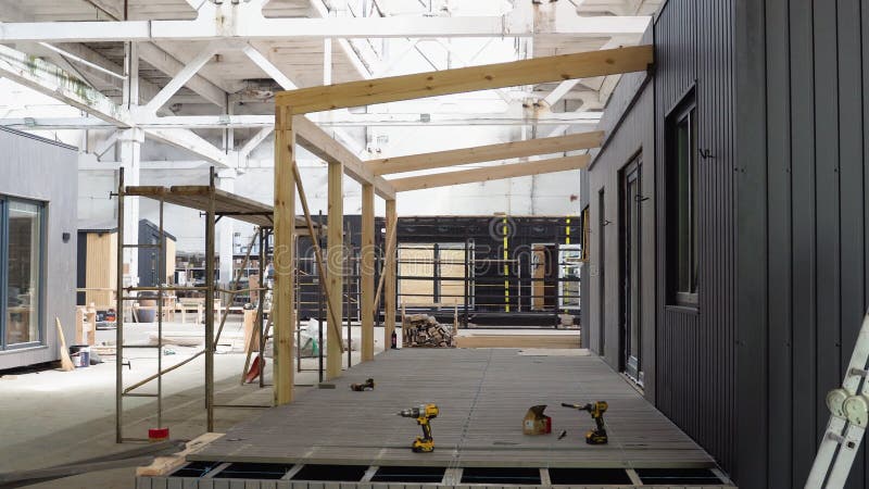 Construction of New and Modern Modular House. Building New Frame of ...