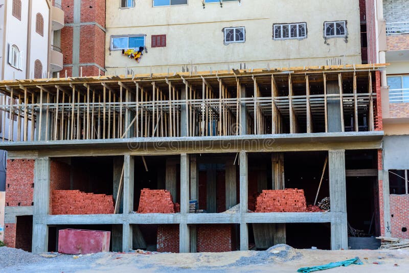 Construction of the New Modern Residential Building, Wooden Framework ...