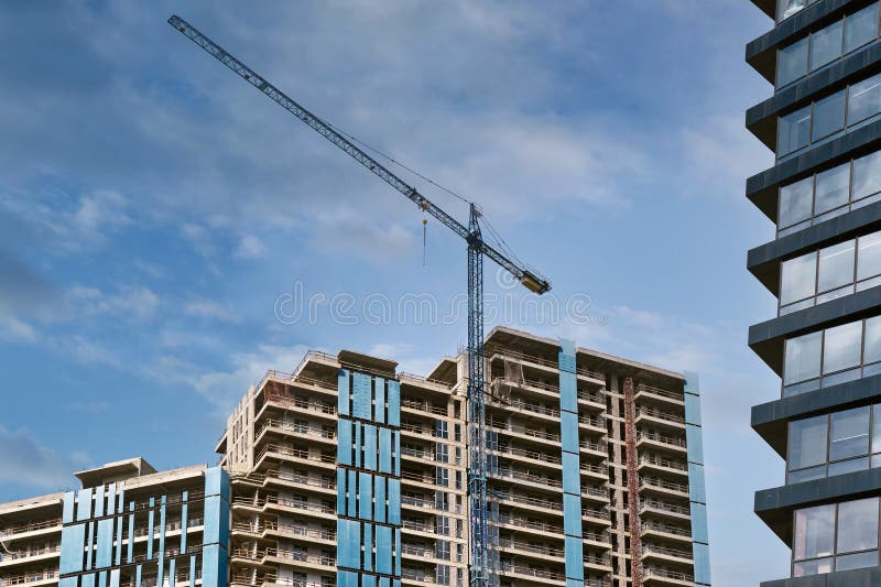 Construction of a New Modern Residential Complex. Against the Backdrop ...