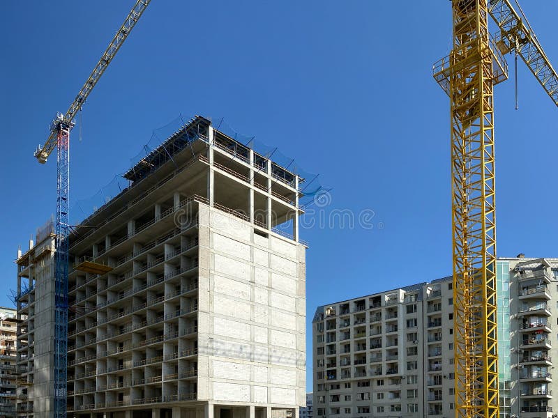 Construction of a New Modern Residential Complex Stock Image - Image of ...