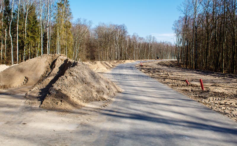 Construction of a New Modern Road Stock Image - Image of development ...