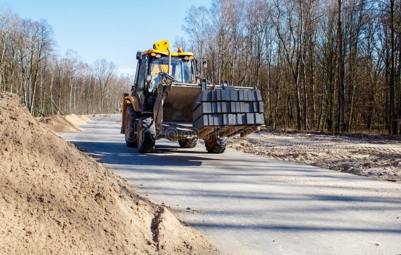 Construction of a New Modern Road Stock Image - Image of macadam ...