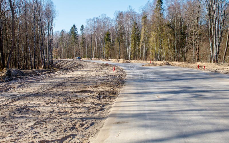 Construction of a New Modern Road Stock Photo - Image of line ...