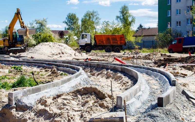 Construction of a New Modern Road Stock Image - Image of industrial ...