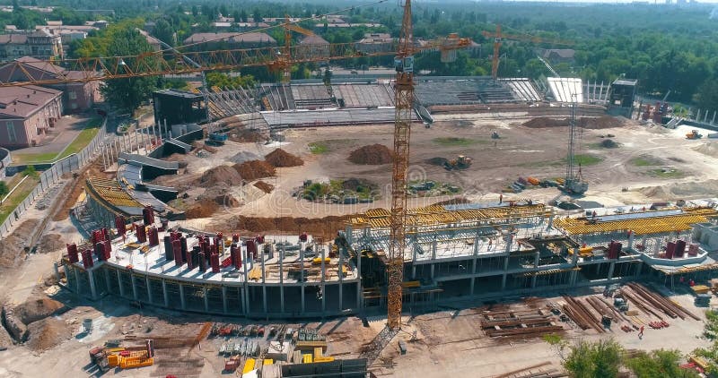 Construction of a New Modern Stadium from Above. Construction Site of ...