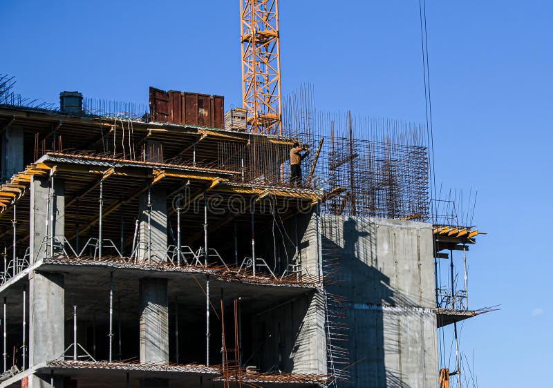Construction of a New Multi-storey Building. the Work of a Jackhammer ...