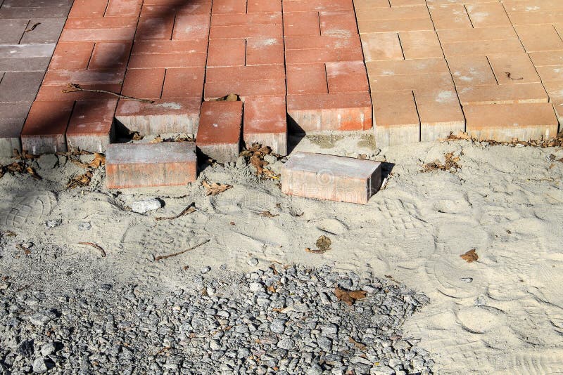 Construction of a New Pavement of Paving Slabs Stock Photo - Image of ...