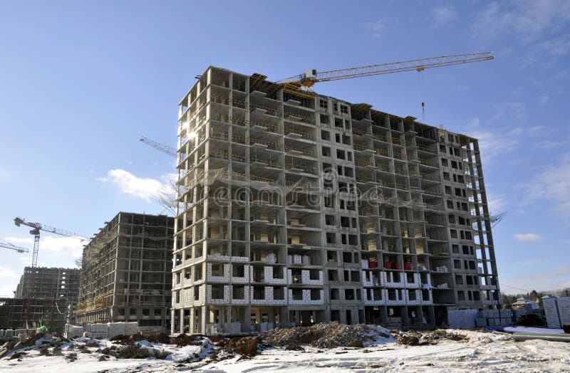 Construction of a New Residential Area. Construction Equipment Stock ...