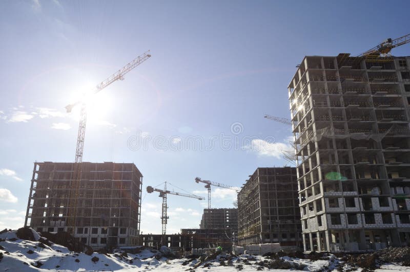 Construction of a New Residential Area. Construction Equipment Stock ...