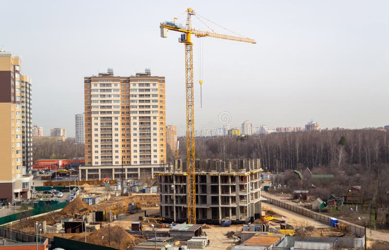 Construction of New Residential Buildings. View of the Construction ...