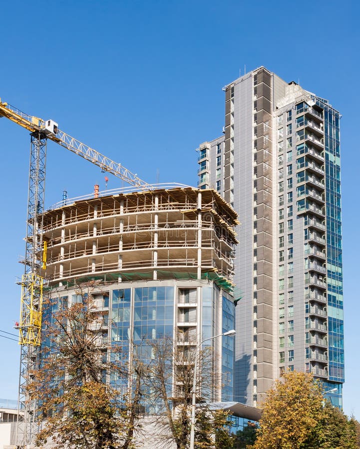Construction of a New Residential High-rise Building. Stock Photo ...