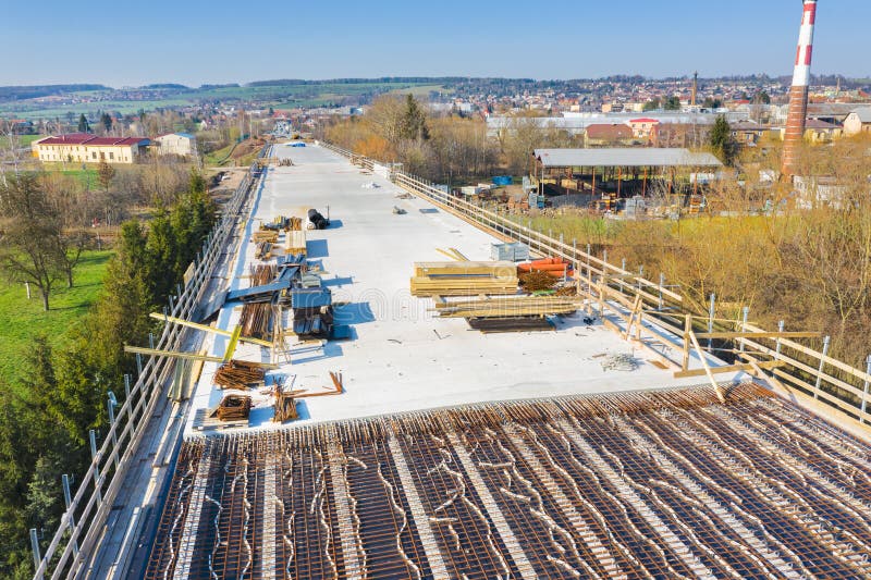 Construction of the New Road Bridge. Concrete Layer with Material from ...