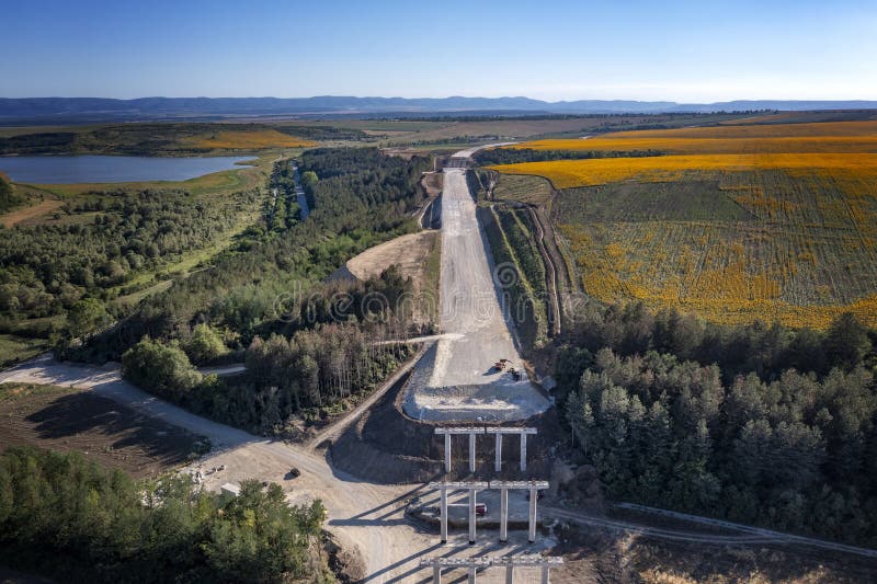 Construction of a New Road and Bridge. Stock Image - Image of bridge ...