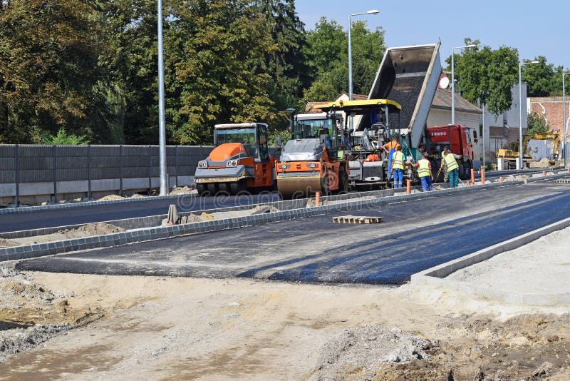Construction of a new road stock image. Image of person - 59967087