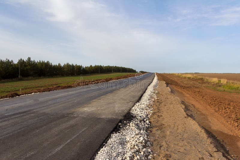 Construction of a New Road. Construction Stage. Road Pavement Layers ...