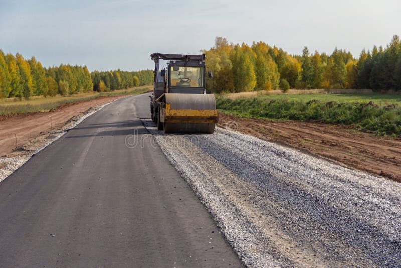 Construction of a New Road. Construction Stage. Road Pavement Layers ...