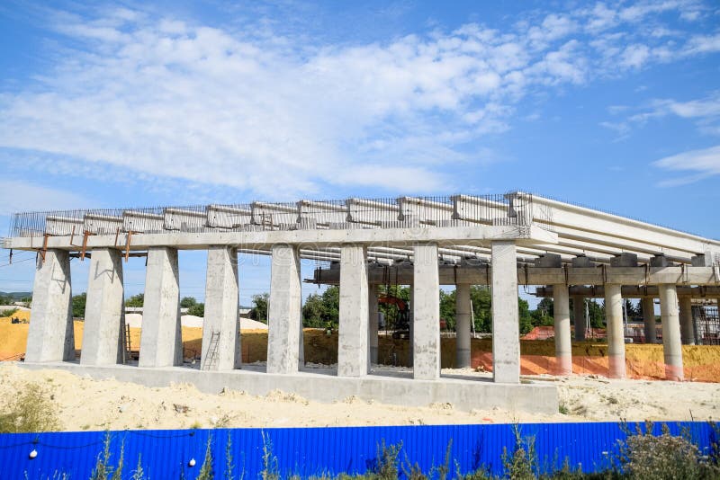 Construction of New Road and Transport Interchange. Work on Reinforced ...