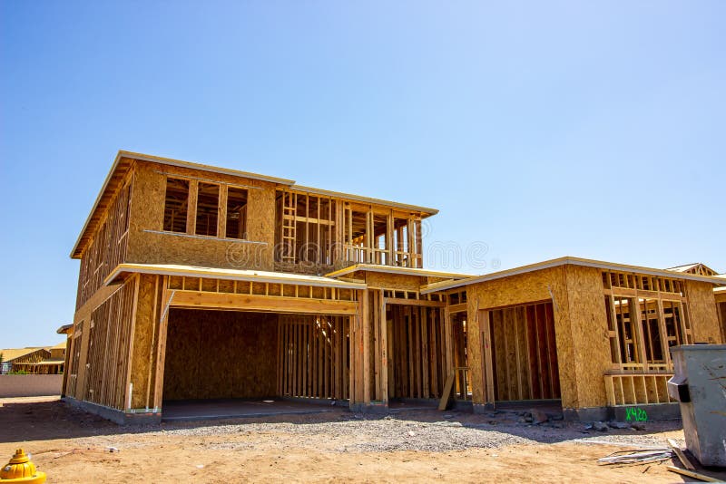 Construction of New Two Story Home Stock Photo - Image of outside, fire ...