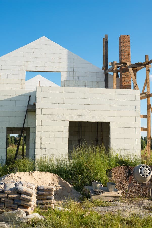 Construction of the New White Brick House Editorial Stock Image - Image ...