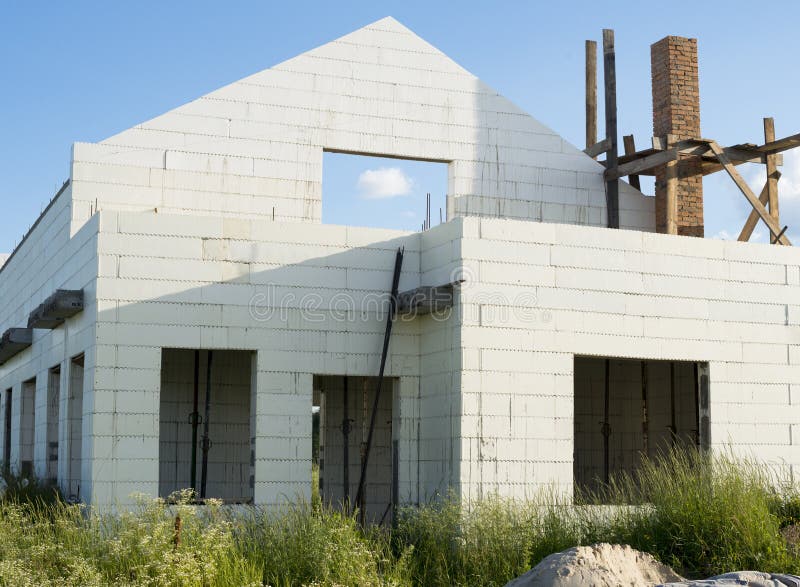 Construction of the New White Brick House Stock Photo - Image of ...