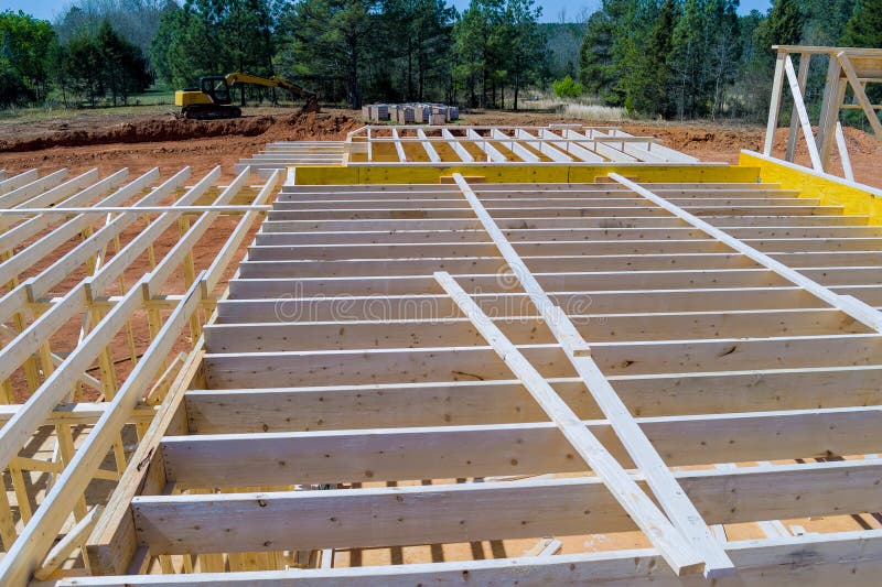 During the Construction of a Newly Constructed Wooden House, a Framing ...