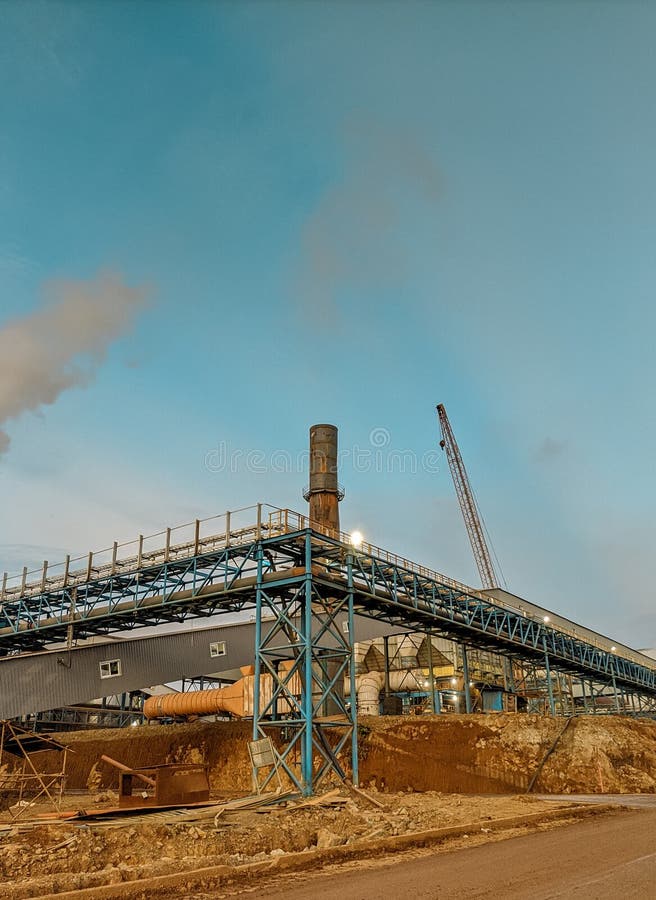 Construction of a Nickel Processing Plant. Blue Sky Background Stock ...