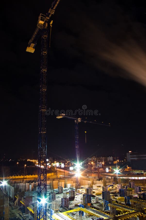 Construction at night stock image. Image of cityscape - 7367229