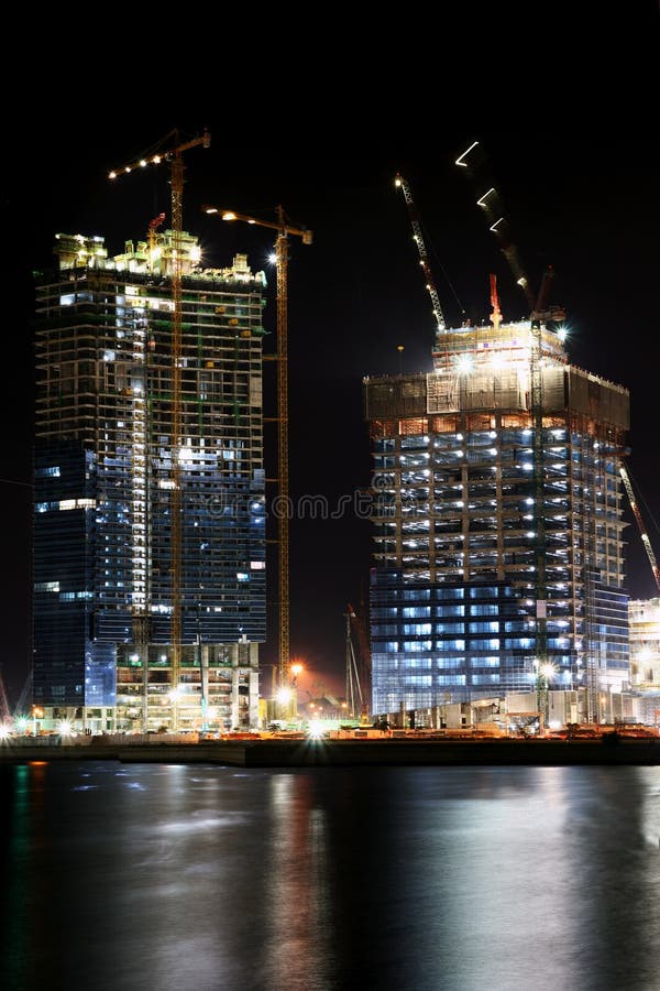Construction at night. stock photo. Image of constructionworker - 8385244