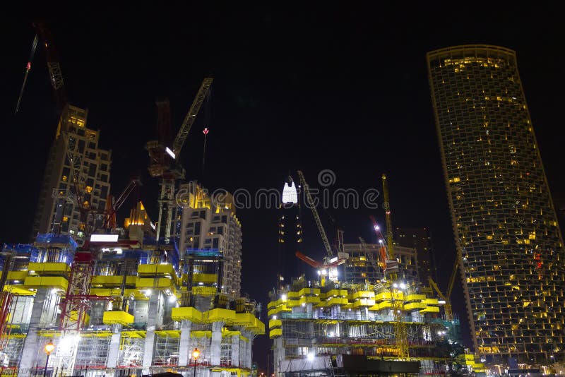 Construction at night stock image. Image of frame, incomplete - 160423947