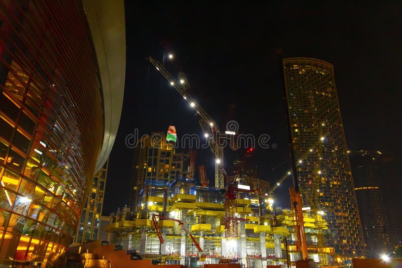 Construction at night stock image. Image of light, estate - 146556599