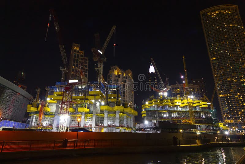 Construction at night stock image. Image of machinery - 160423733