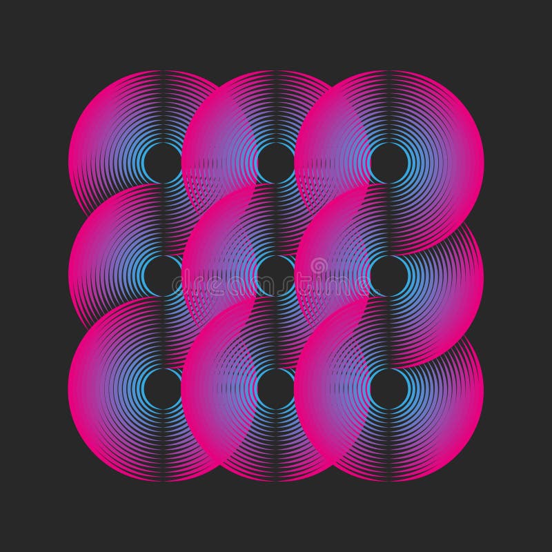 Construction of Nine Circles Logo Square Geometric Shape from Blue and ...