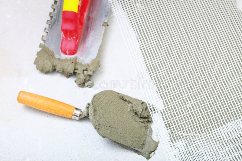 Construction Notched Trowel with Mortar for Tiles Work Stock Image ... Construction Notched Trowel with Mortar for Tiles Work Stock Image ...