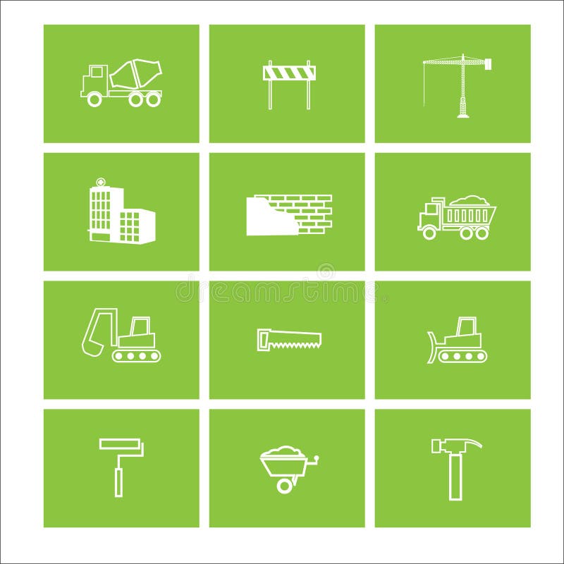 Construction Objects Icons Vector Windows Stock Vector - Illustration ...