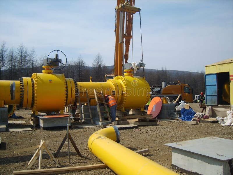 Construction of an Oil and Gas Pipeline. Stock Image - Image of ...