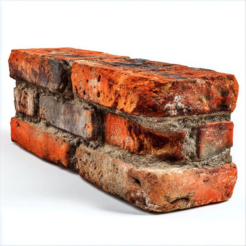 A Construction of Old Red Bricks Stacked on a White Surface Stock ...