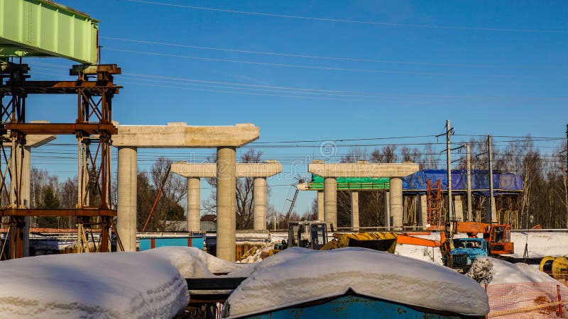 Construction of the Overpass Over the Existing Railway Stock Photo ...