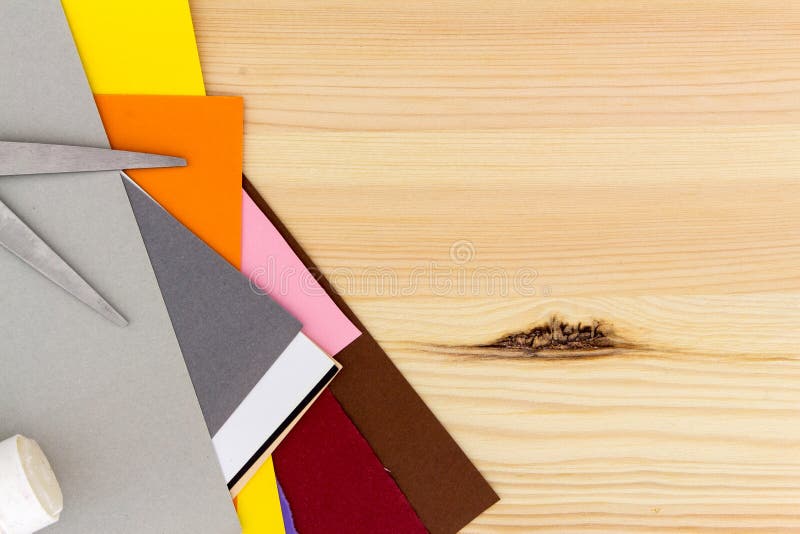 Construction Paper with Scissors Stock Image - Image of colored, wood ...