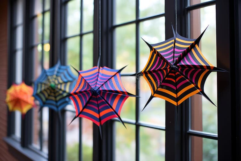 Construction Paper Spider Web Decorations Stock Image - Image of ...
