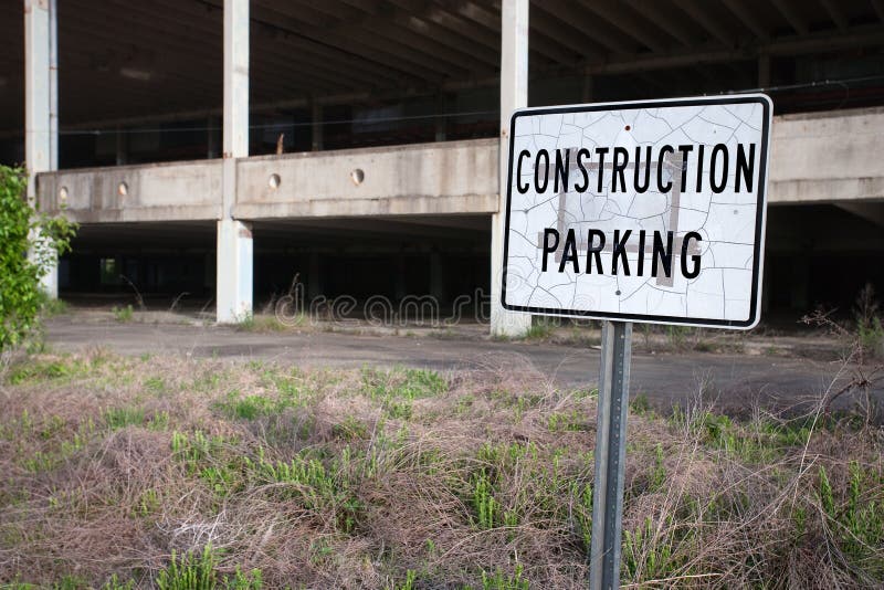 Construction parking sign stock image. Image of discarded - 31087551