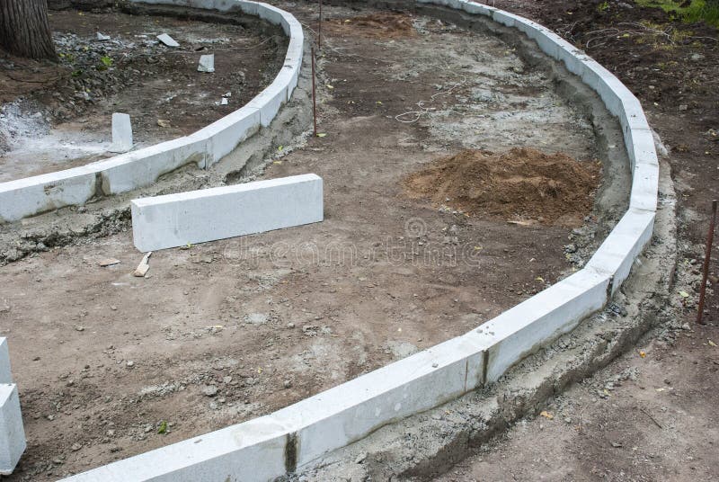 Construction of a path stock photo. Image of stones, concrete - 75207318