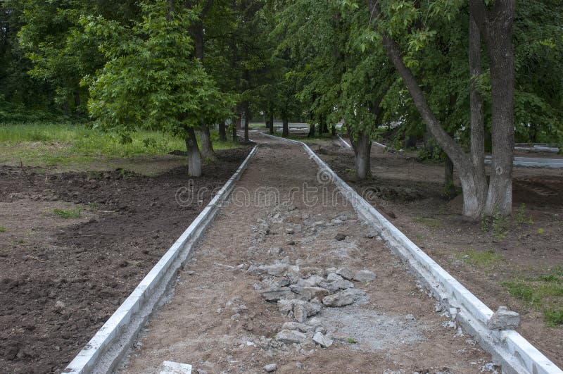 Construction of a path stock photo. Image of stone, sand - 75207308
